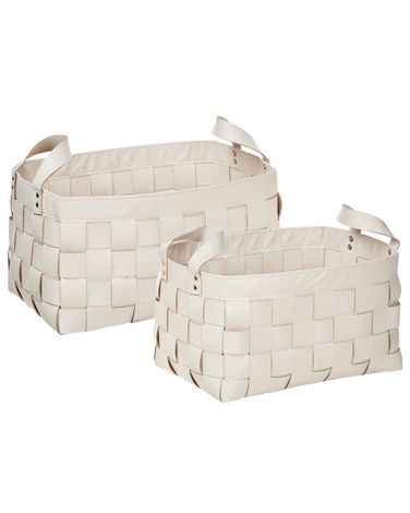 Conjunto de 2 cestos SIPPAR Pele sintética Creme | Beliani.pt
