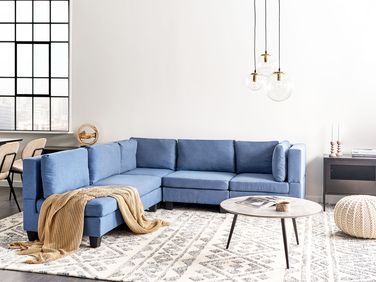 Modular Corner Sofa UNSTAD Fabric Brown 5 Seater Right Hand | Beliani.co.uk