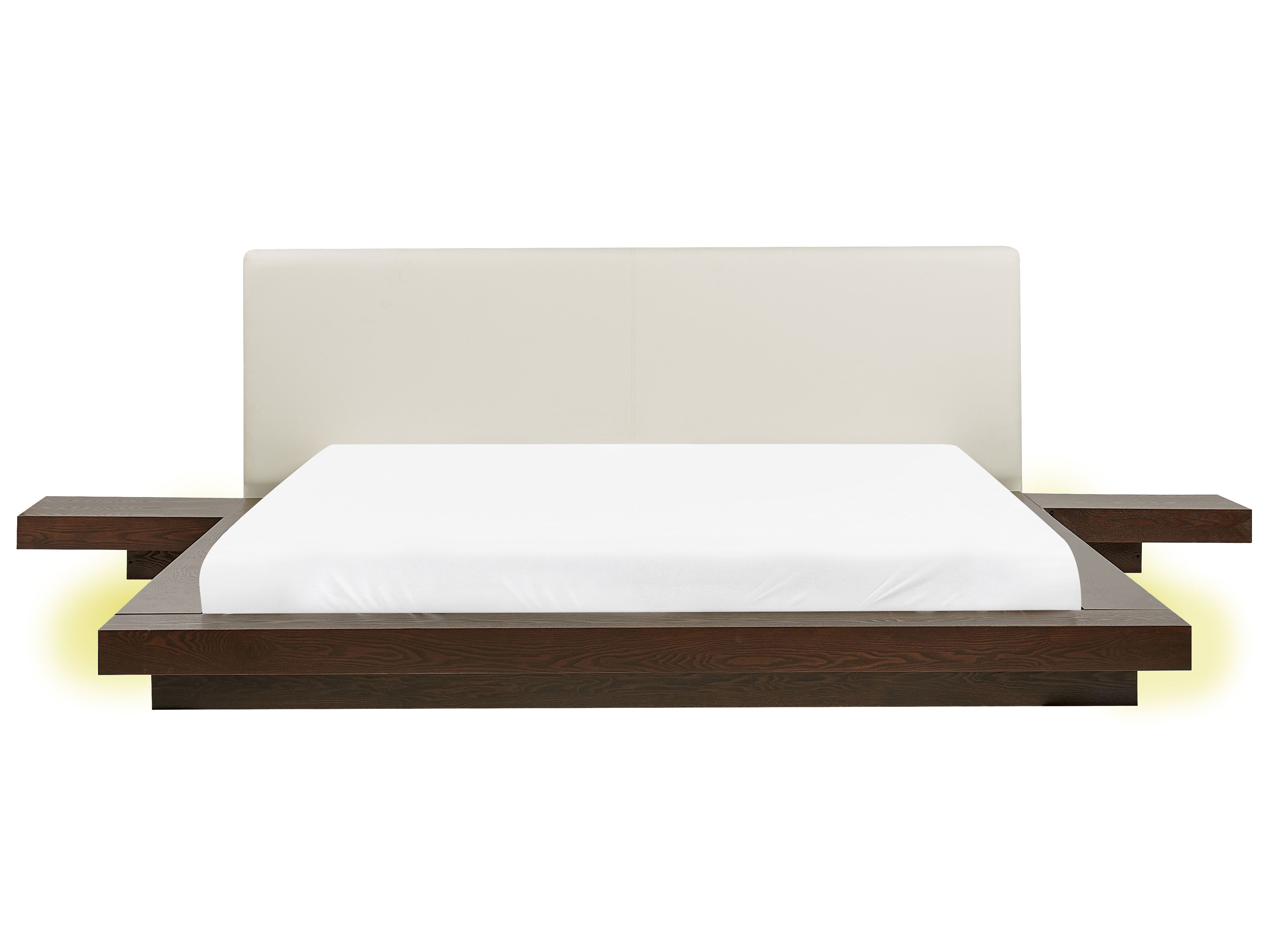 Seng med LED Kunstlæder ZEN 180 x 200 cm Mørk ask | Beliani.dk
