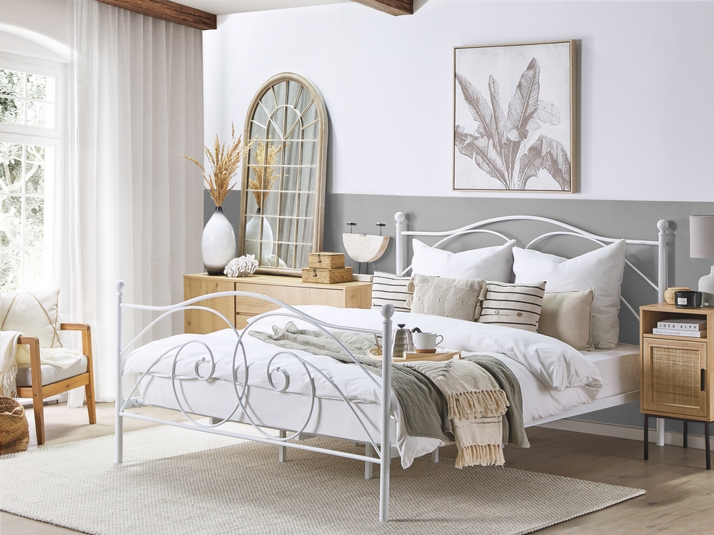 Metal EU Super King Size Bed White DINARD Beliani