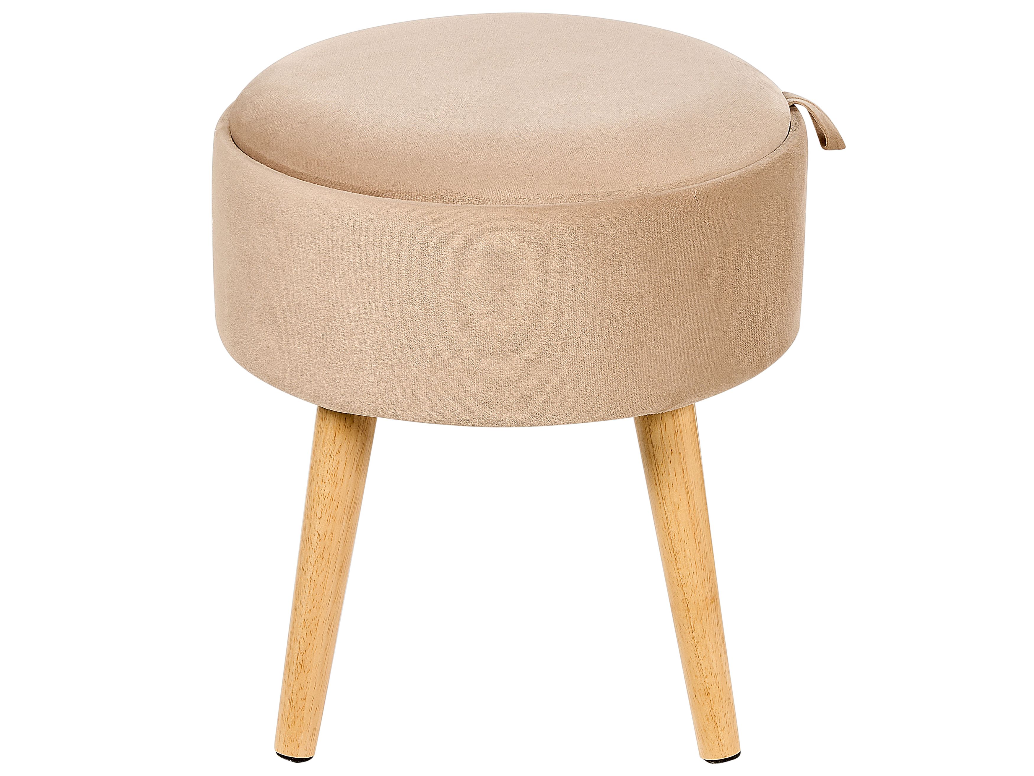 Velvet Storage Stool Beige NEELY | Beliani.co.uk