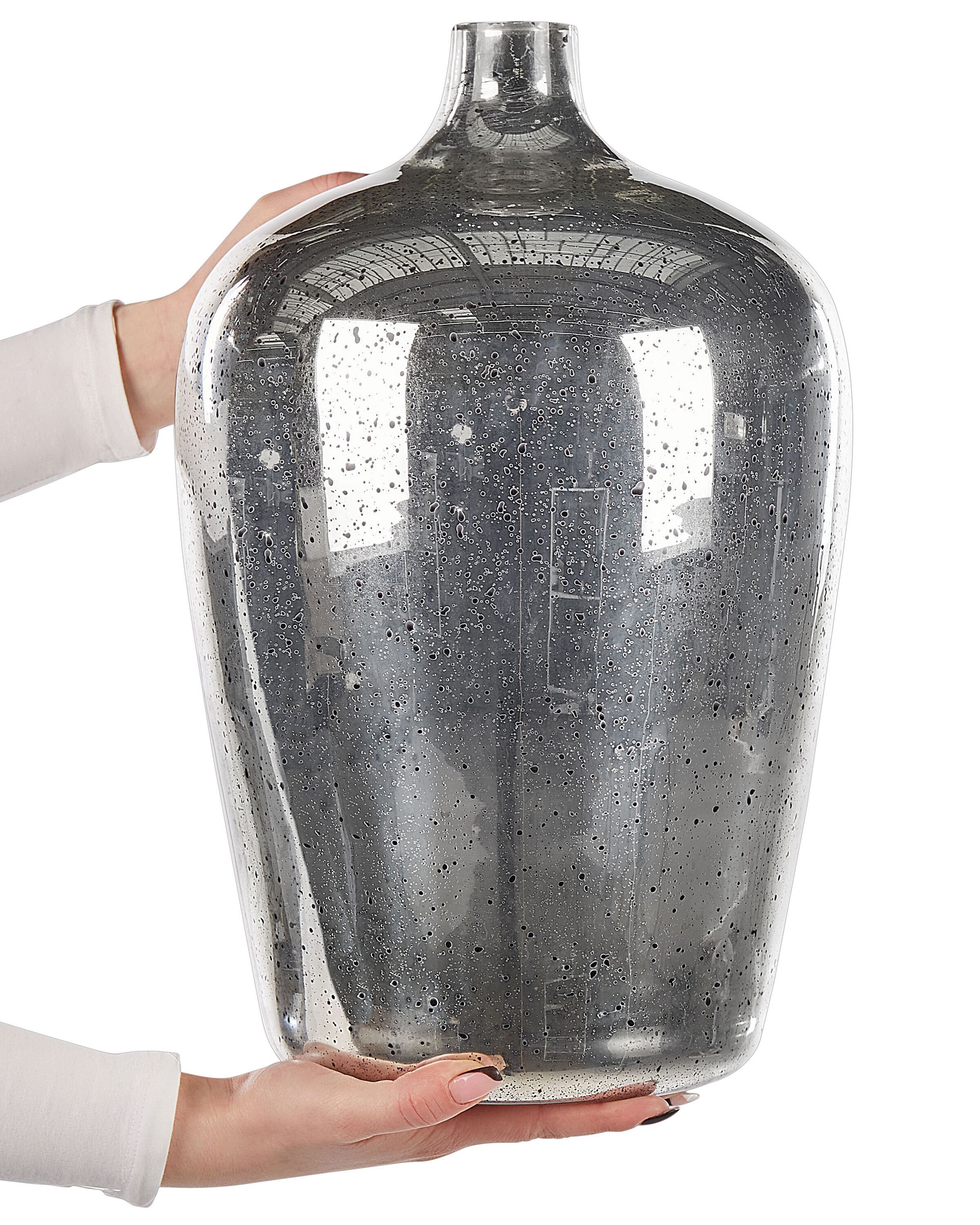 Flower Vase KACHORI Glass 40 cm Silver | Beliani.co.uk