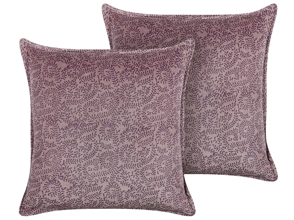 Set of 2 Decorative Cushions TORENIA Cotton 45 x 45 cm Pink Geometric ...