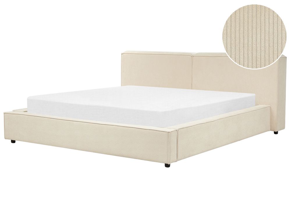 Upholstered beige king bed store