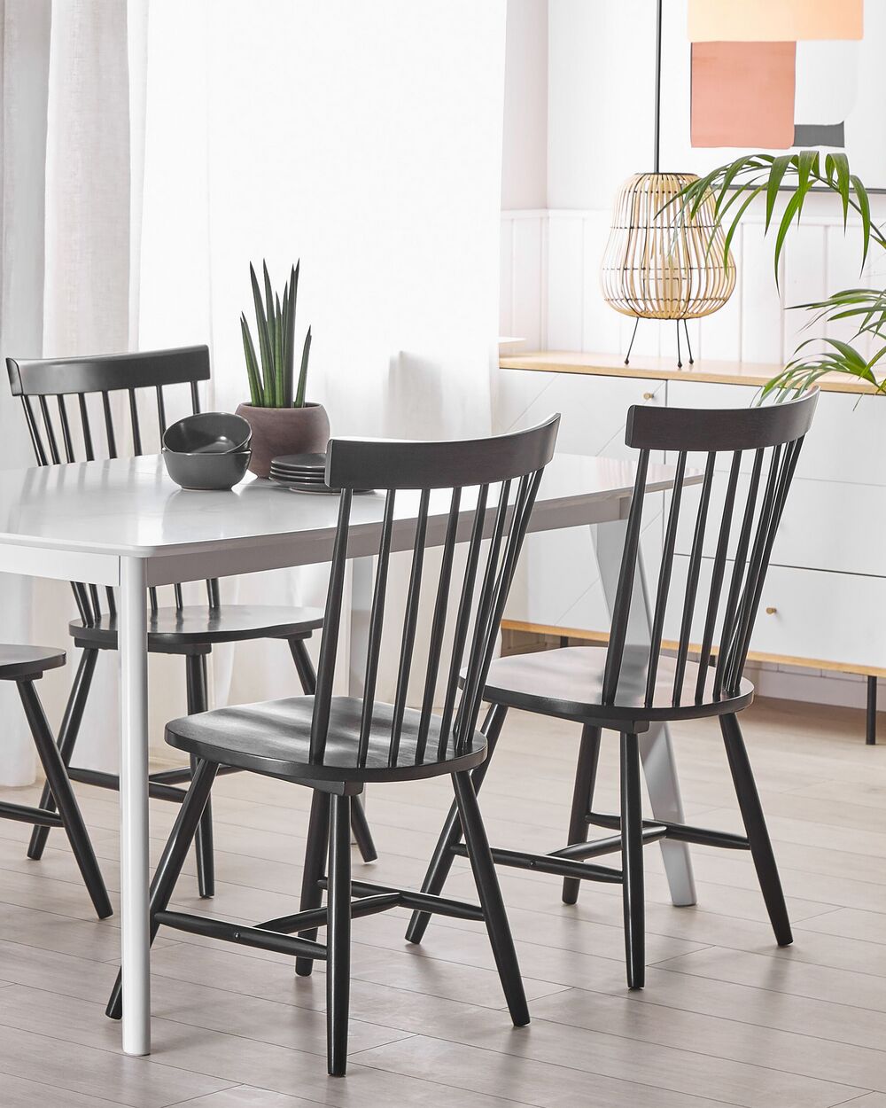 Set of 2 Dining Chairs BURGES Wood Black Beliani