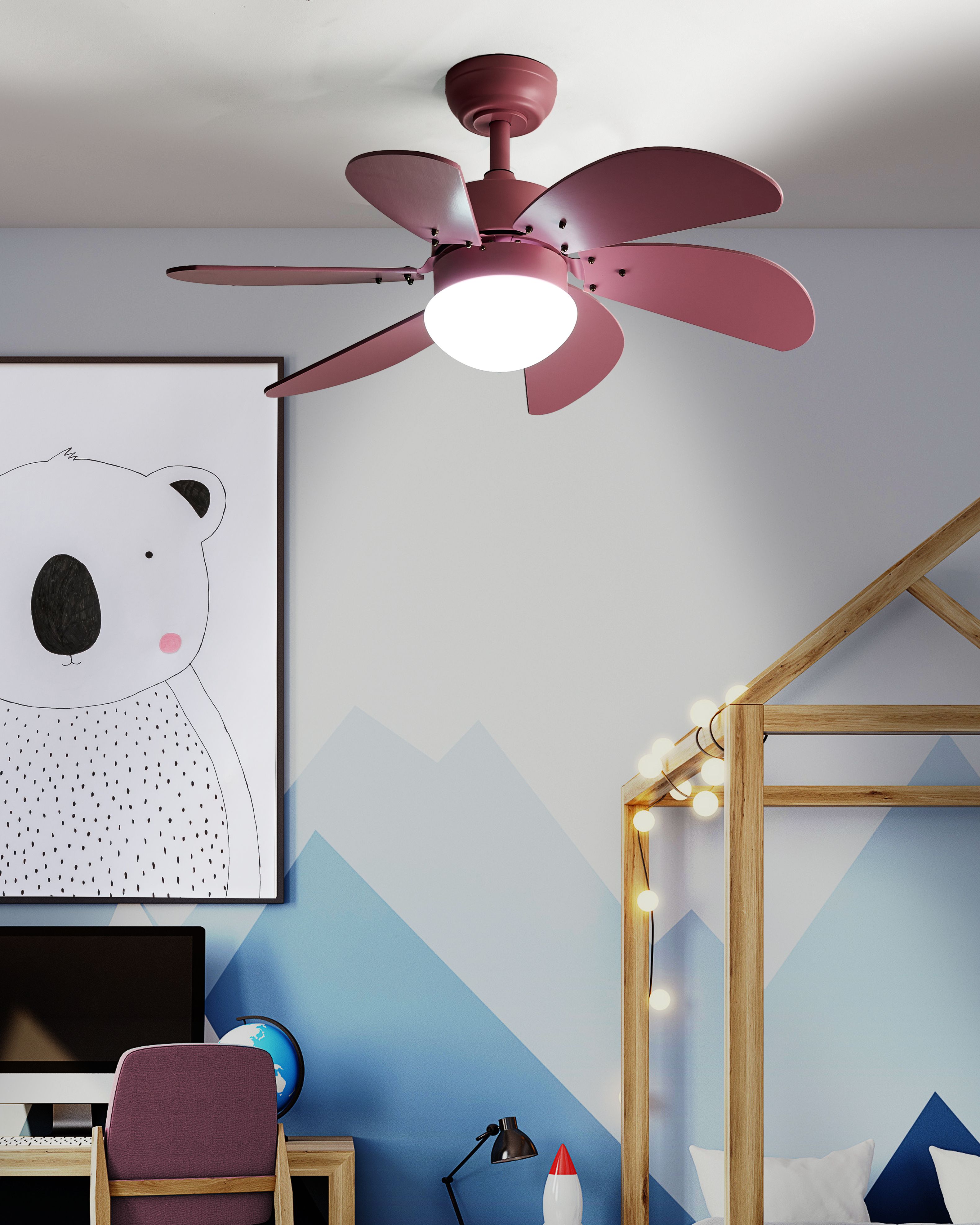 Ceiling Fan with Light LOGAR with Remote Pink | Beliani.co.uk