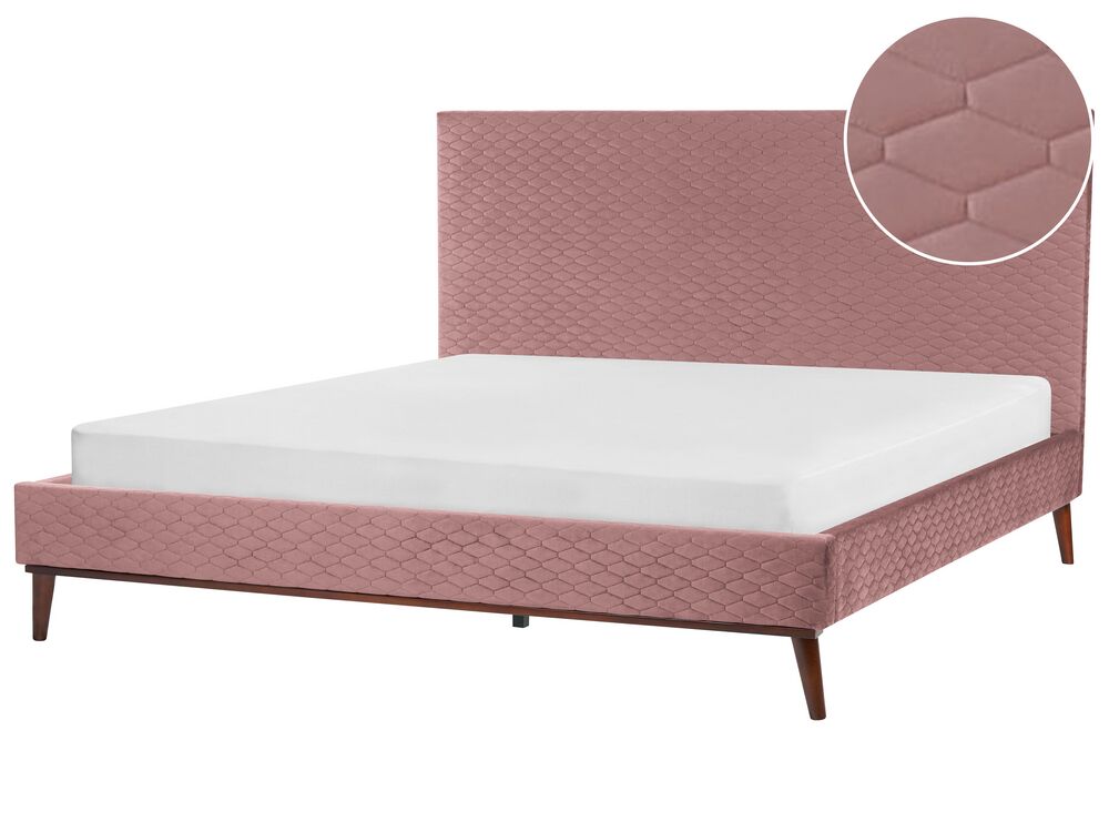 Velvet EU Super King Size Bed Pink BAYONNE Beliani