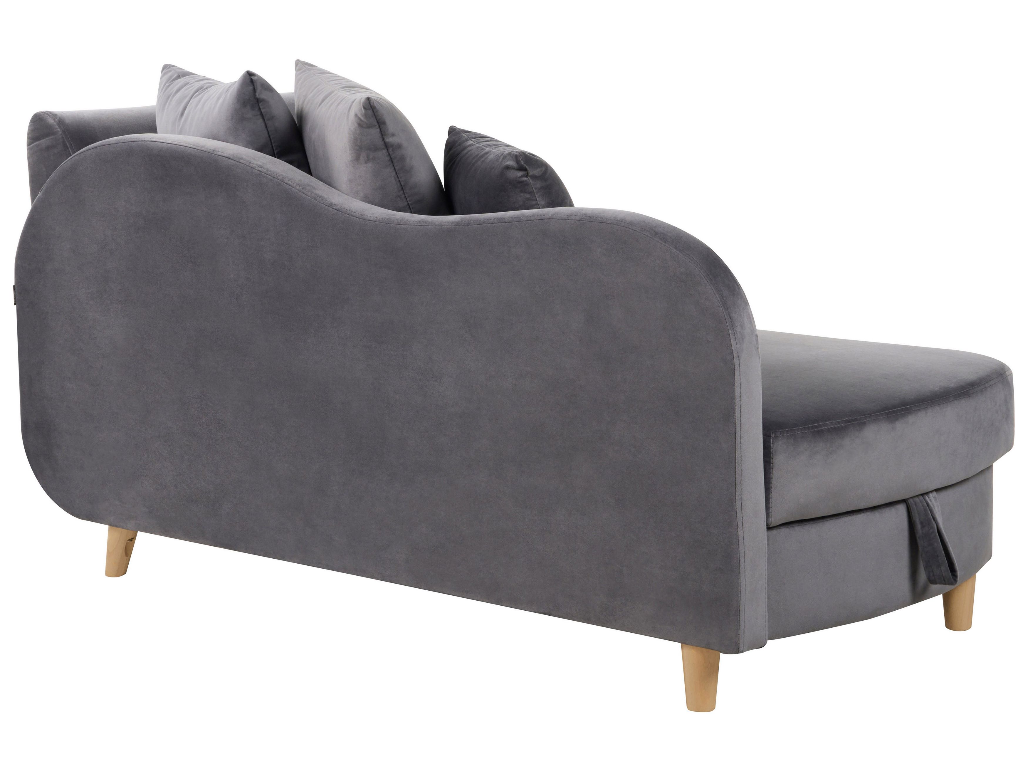 Right Hand Chaise Lounge MERI Velvet Dark Grey with Storage | Beliani.co.uk