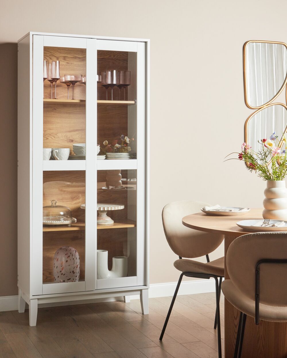 Vitrina De Porcelana Blanca Con Puertas De Cristal Vitrina Expositora