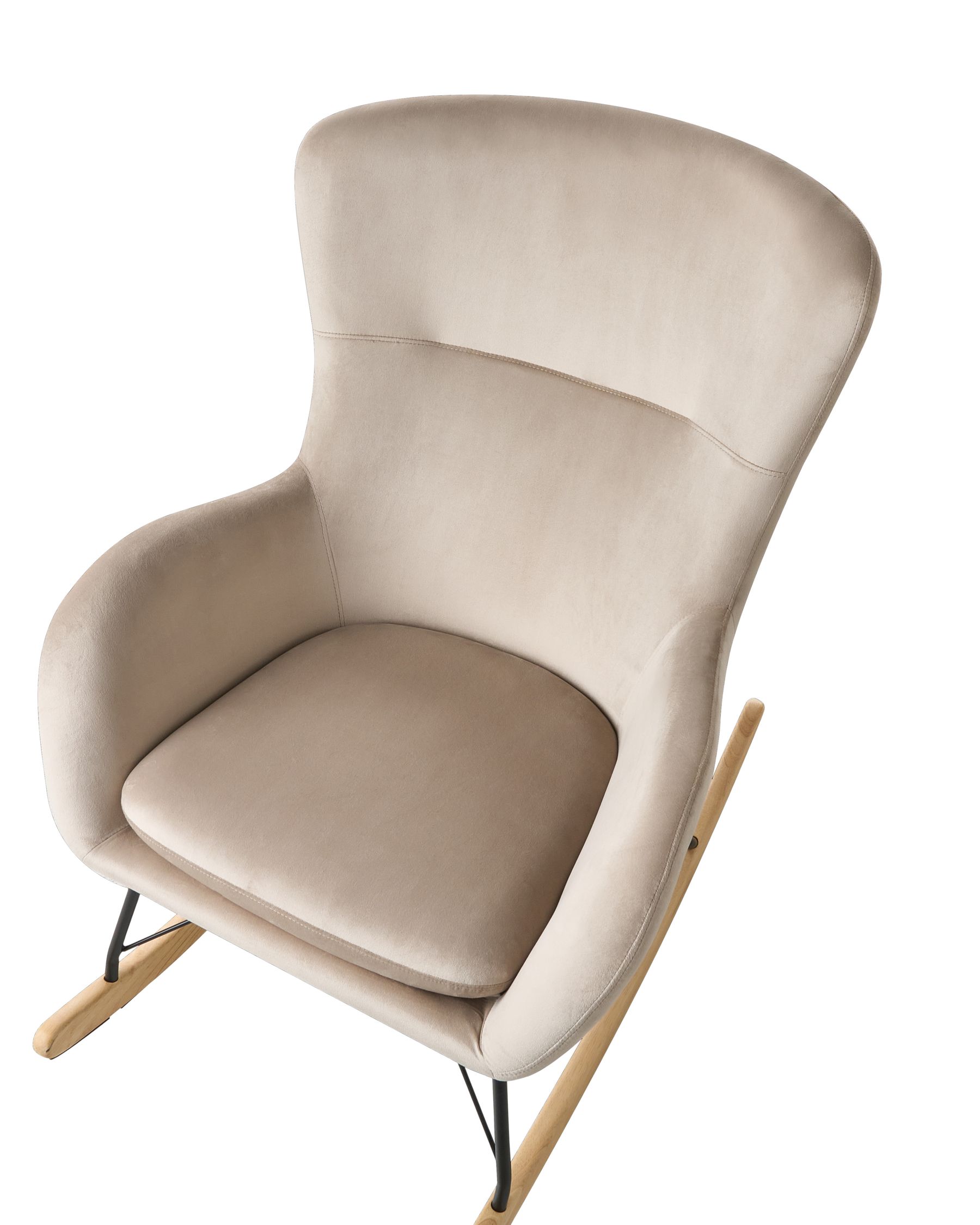 Velvet Rocking Chair Beige ELLAN | Beliani.co.uk