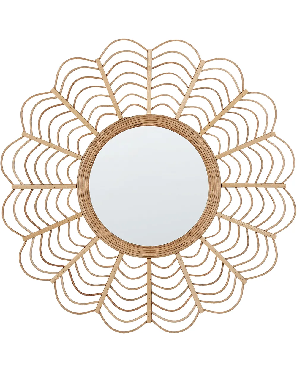 Wall Mirror TUMBIT 60 cm 60 cm Bamboo Wood Natural | Beliani.co.uk