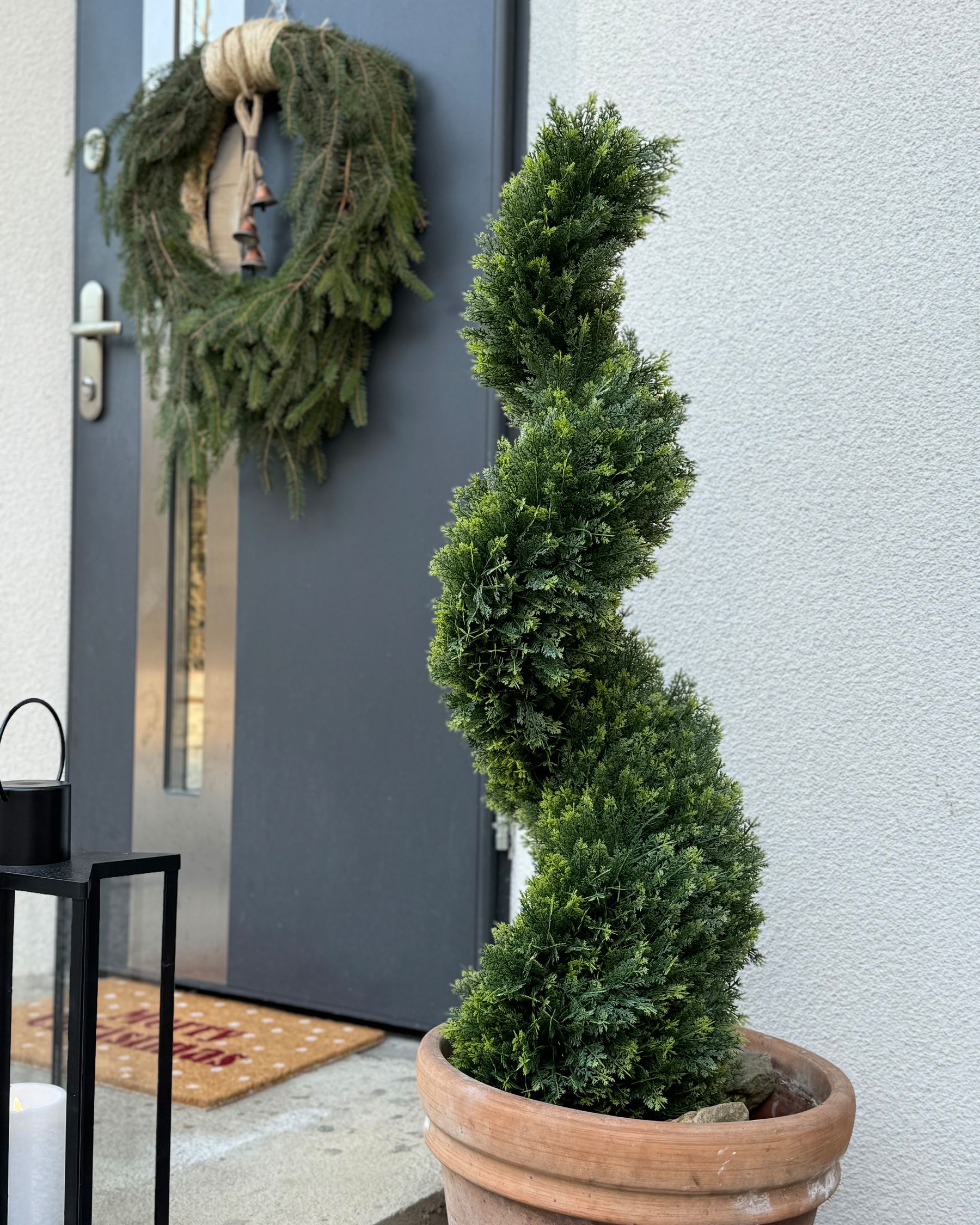 Artificial Plant CYPRESS SPIRAL TREE 126 cm Green | Beliani.co.uk