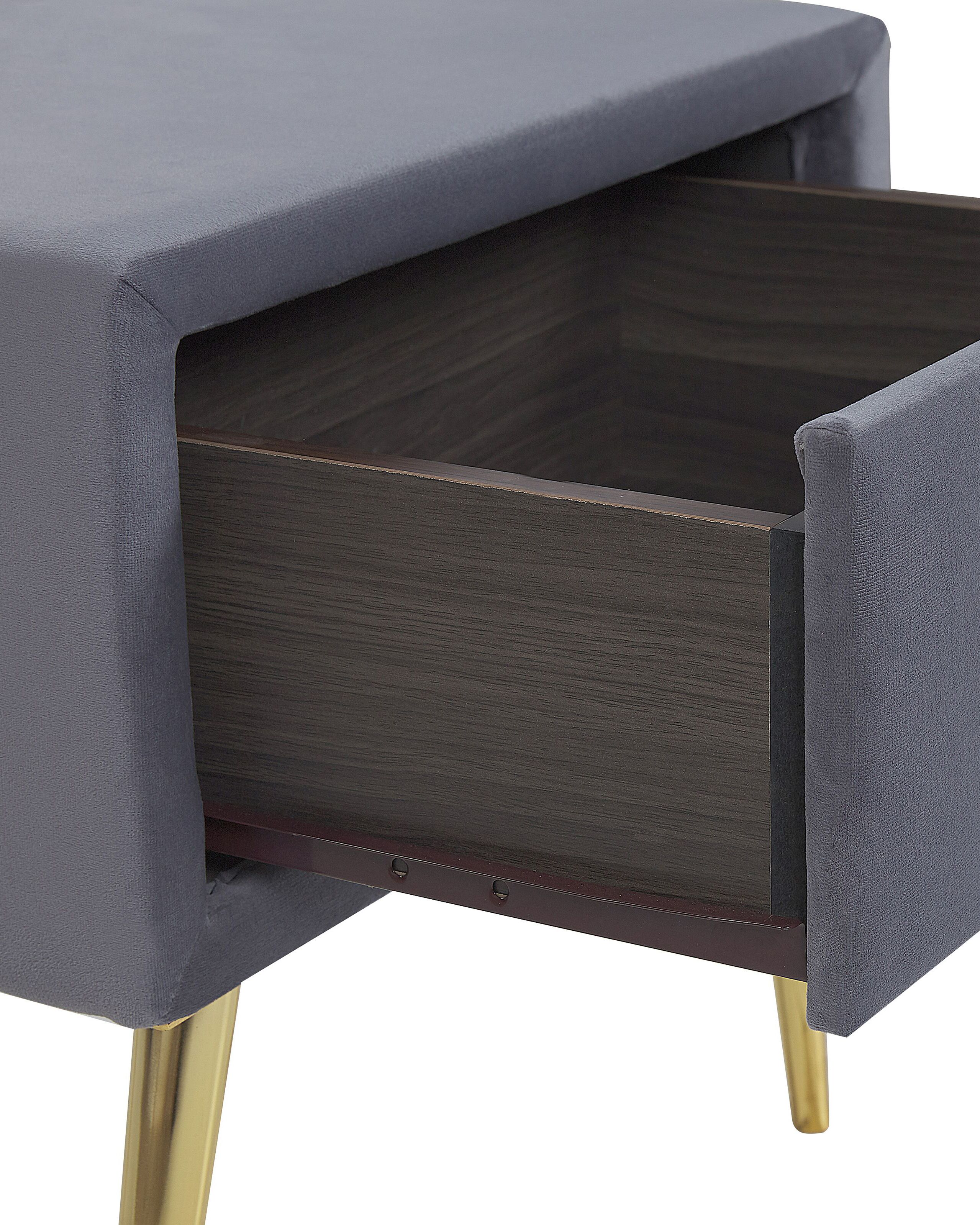1 Drawer Velvet Bedside Table Grey FLAYAT | Beliani.co.uk