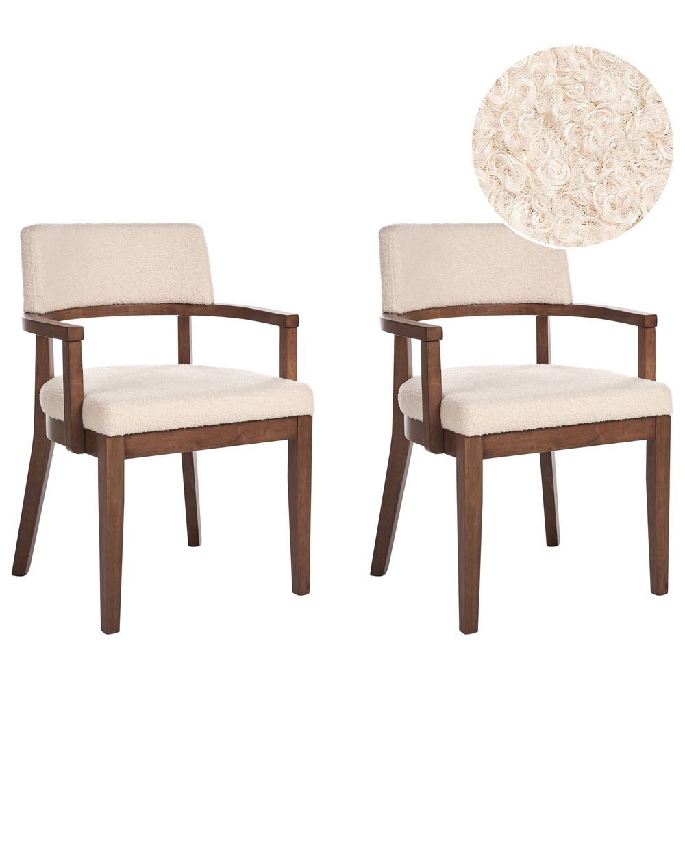 Sett med 2 spisestoler SANILAC Bouclé Beige | Beliani.no