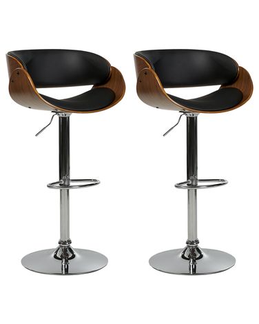 Set of 2 Swivel Bar Stools Dark Wood with Black BAKU | Beliani.de